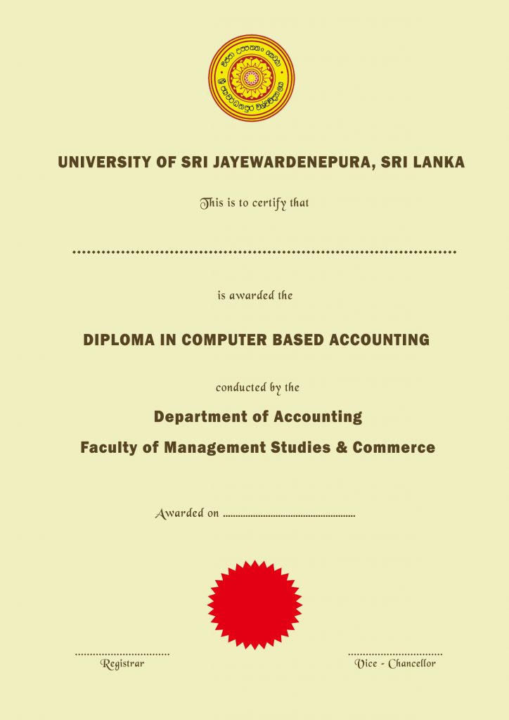 Diploma in Computer Based Accounting - Department of Accounting