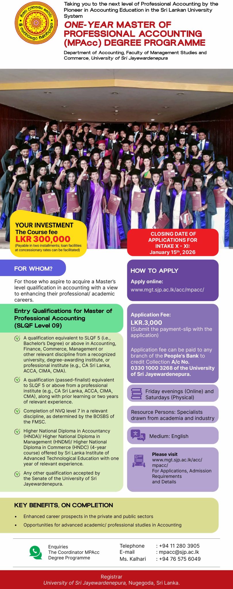 ONE-YEAR MASTER OF PROFESSIONAL ACCOUNTING (MPAcc) DEGREE PROGRAMME ...