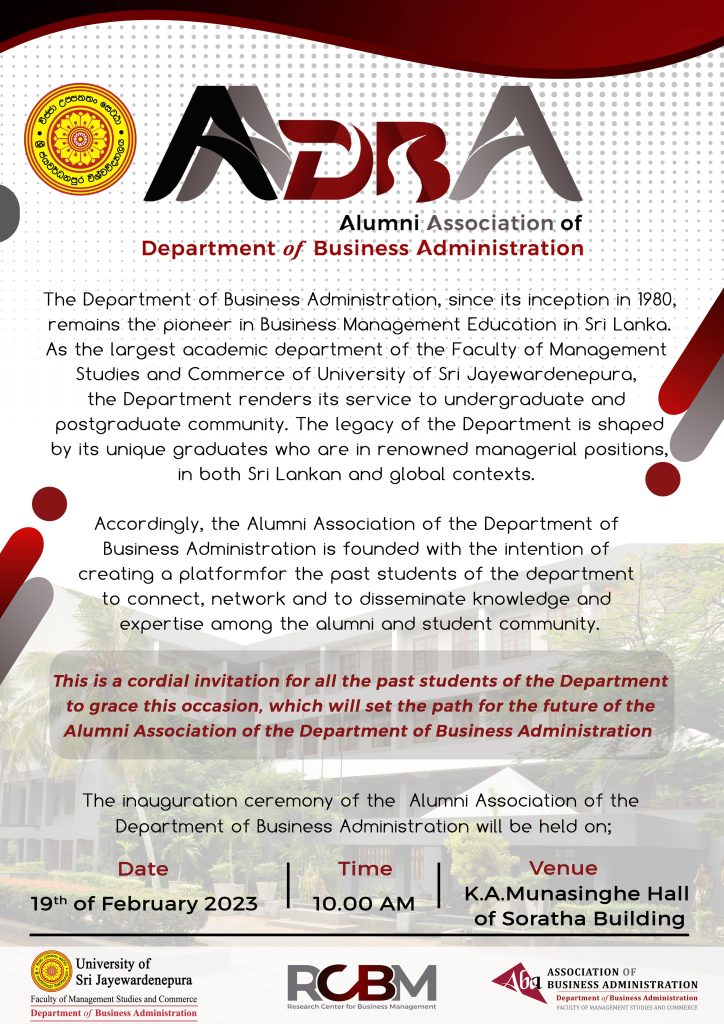 Alumni Association of the Department of Business Administration ...