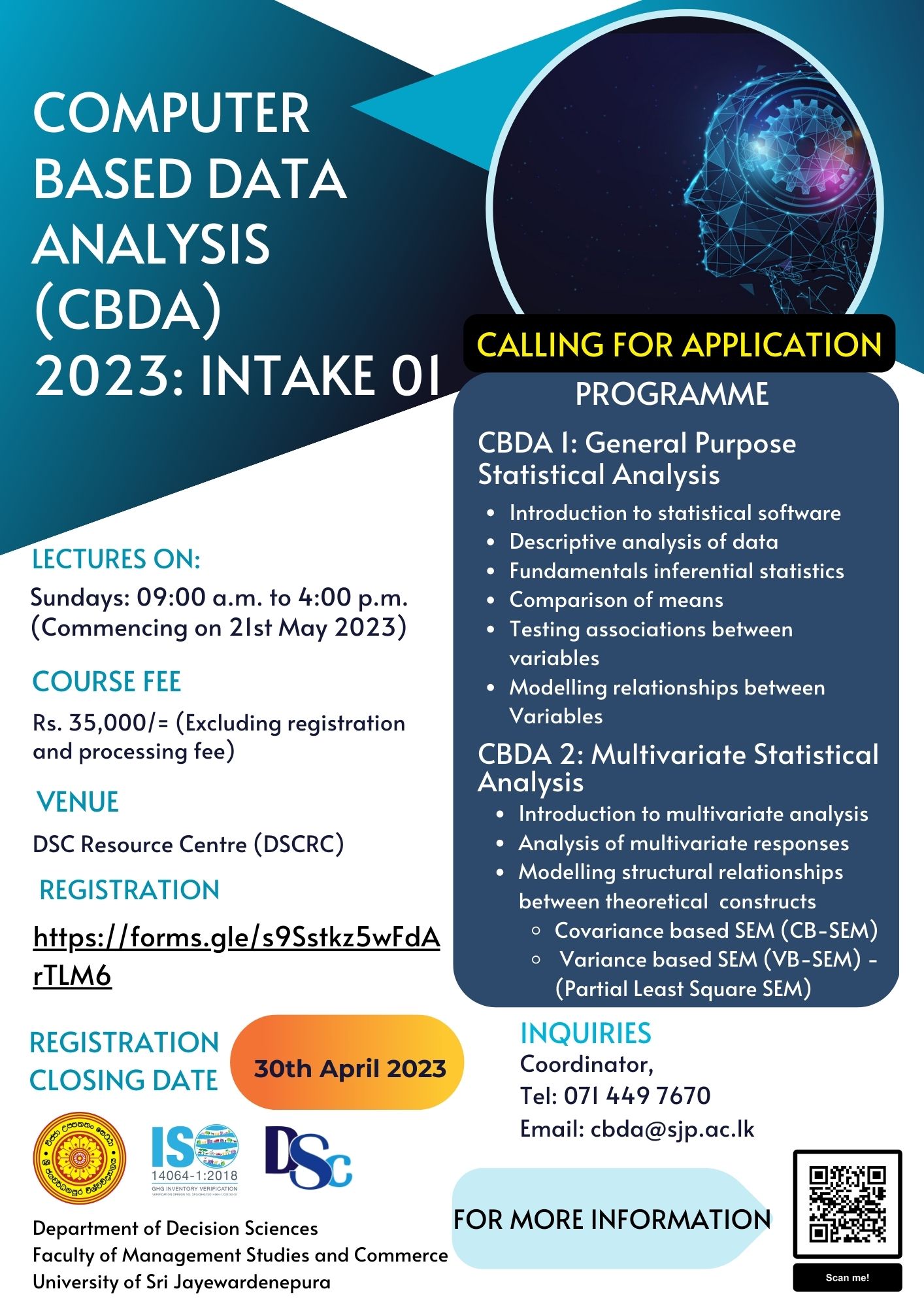 Computer Based Data Analysis - Department of Decision Sciences