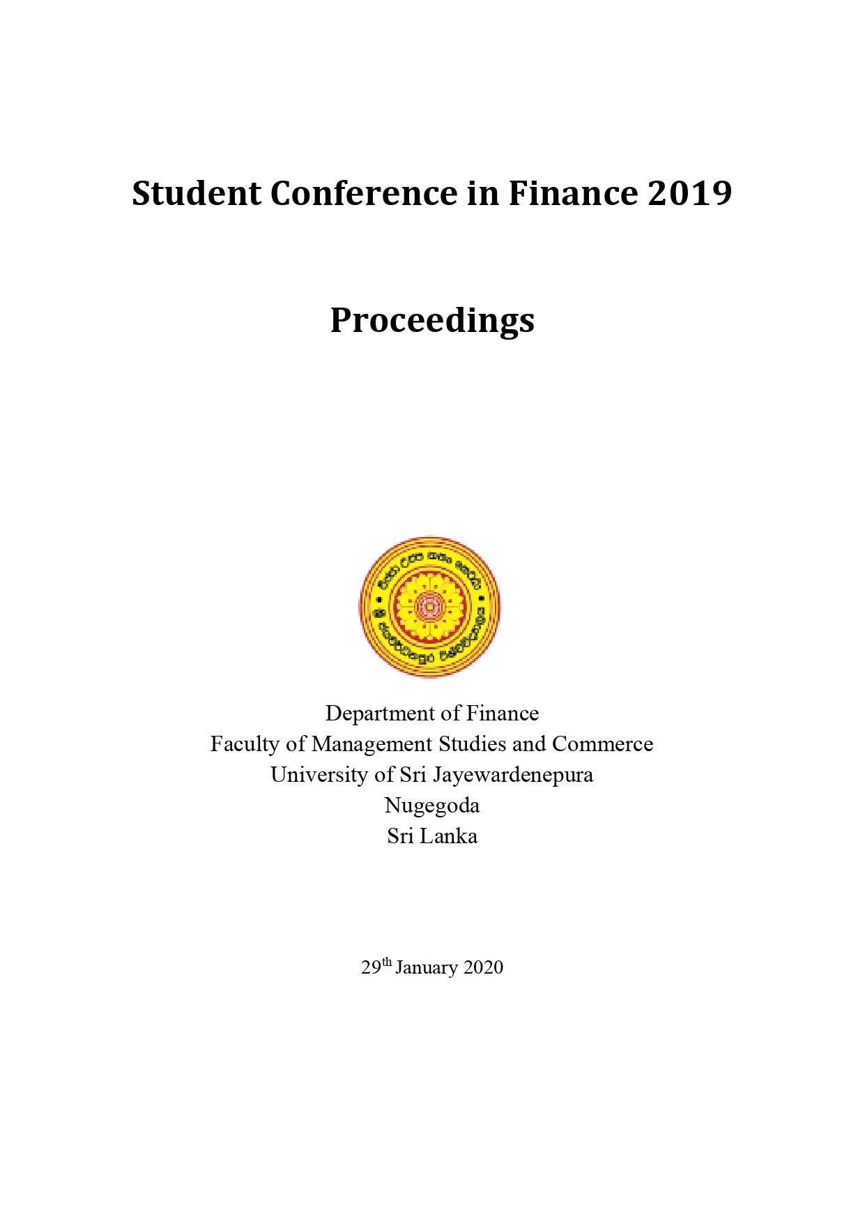 Proceedings – 2019 | Department of Finance