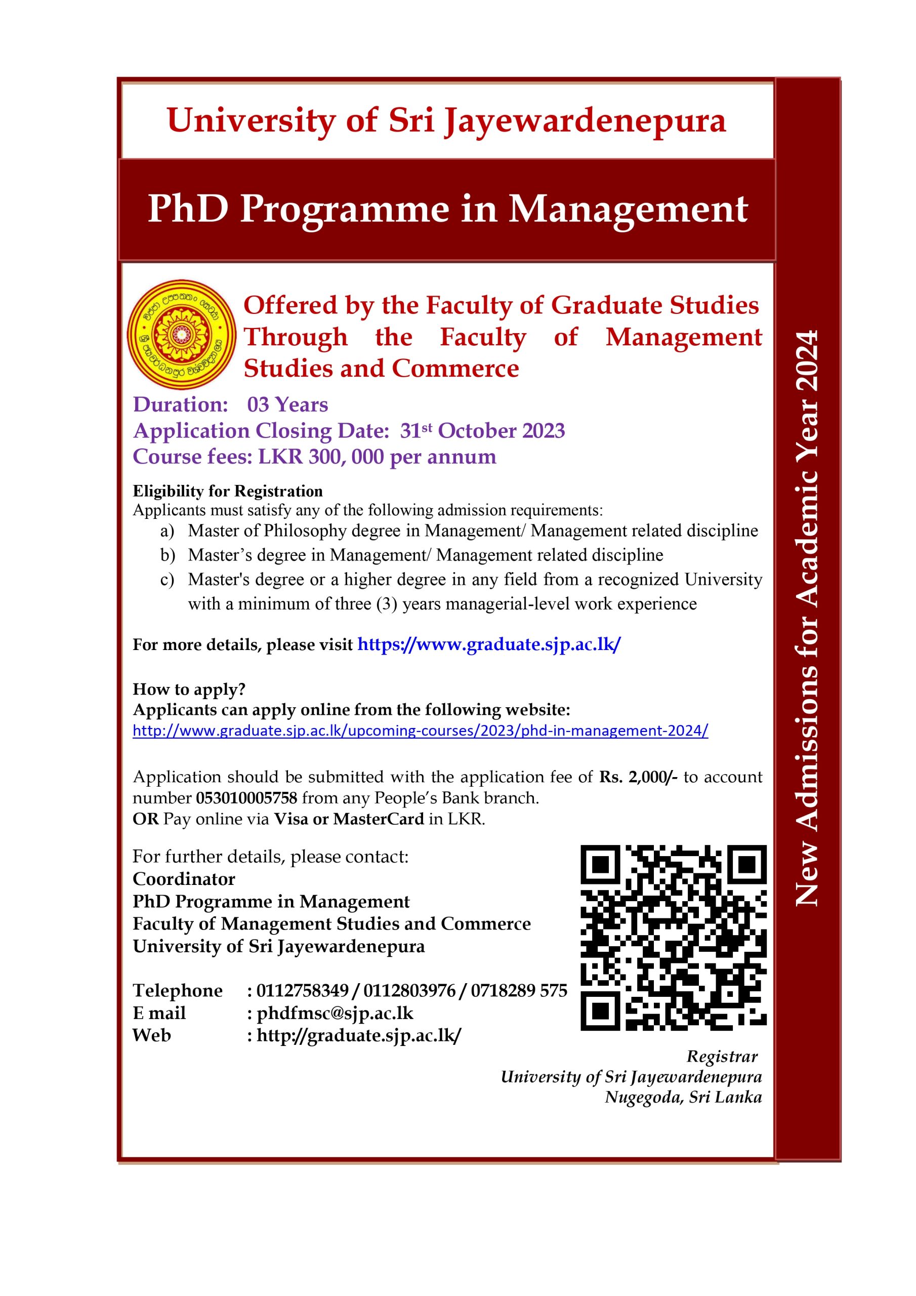 PhD Program in Management - Faculty of Management Studies & Commerce